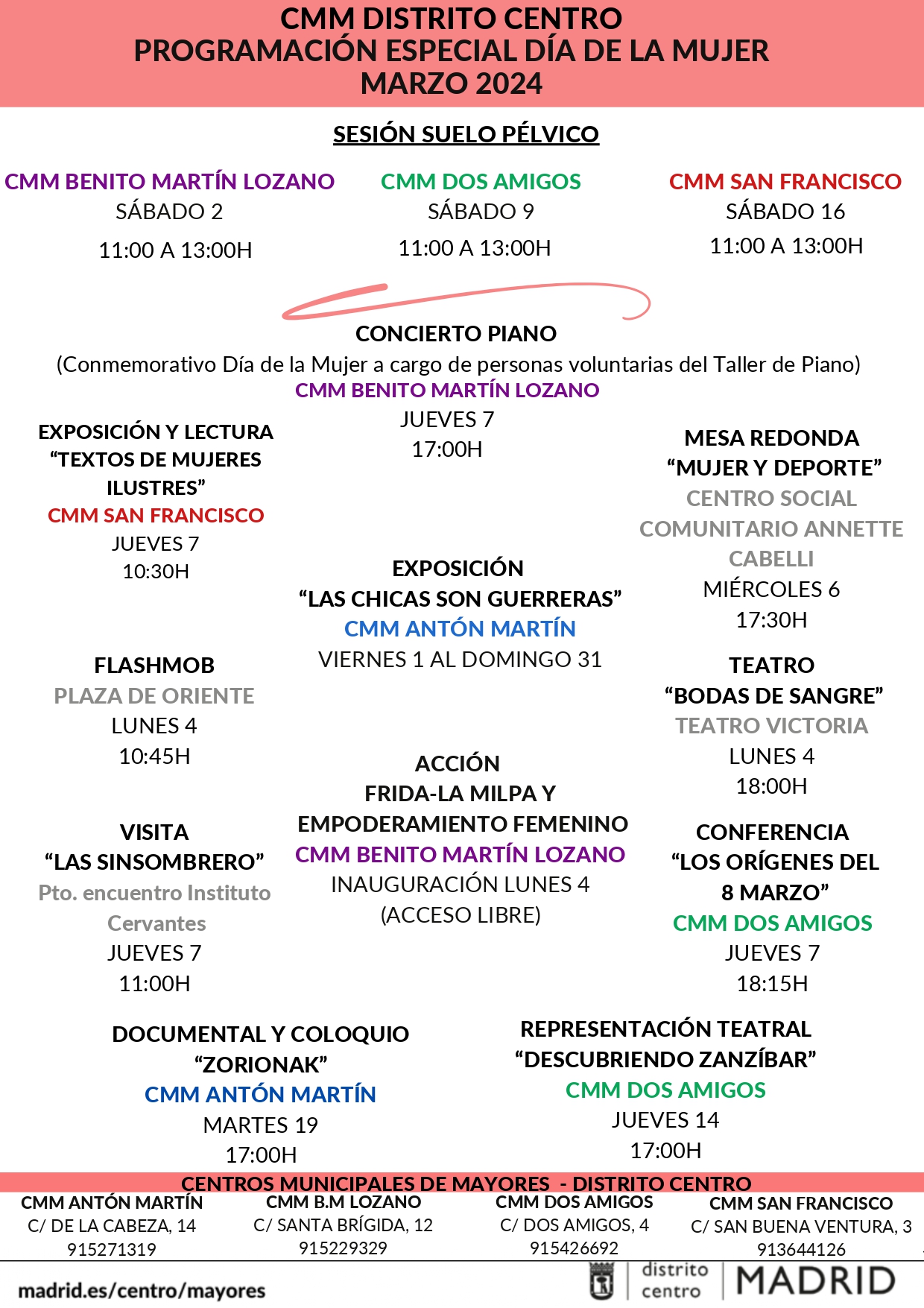 Marzo se escribe con ‘m’ de mujer en los centros de mayores